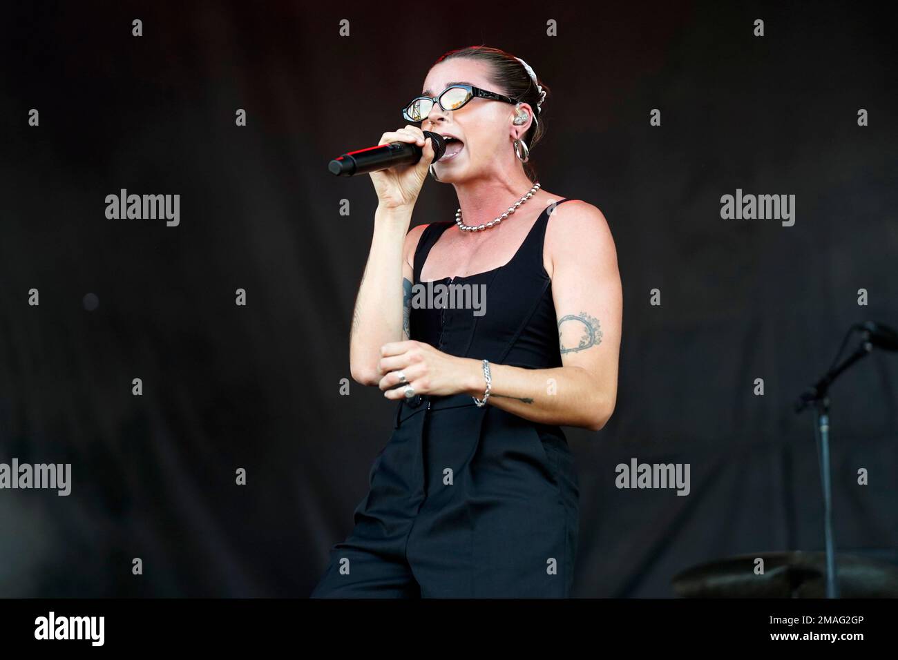 Lynn Gunn of Pvris performs on day three of Riot Fest on Sunday, Sept ...