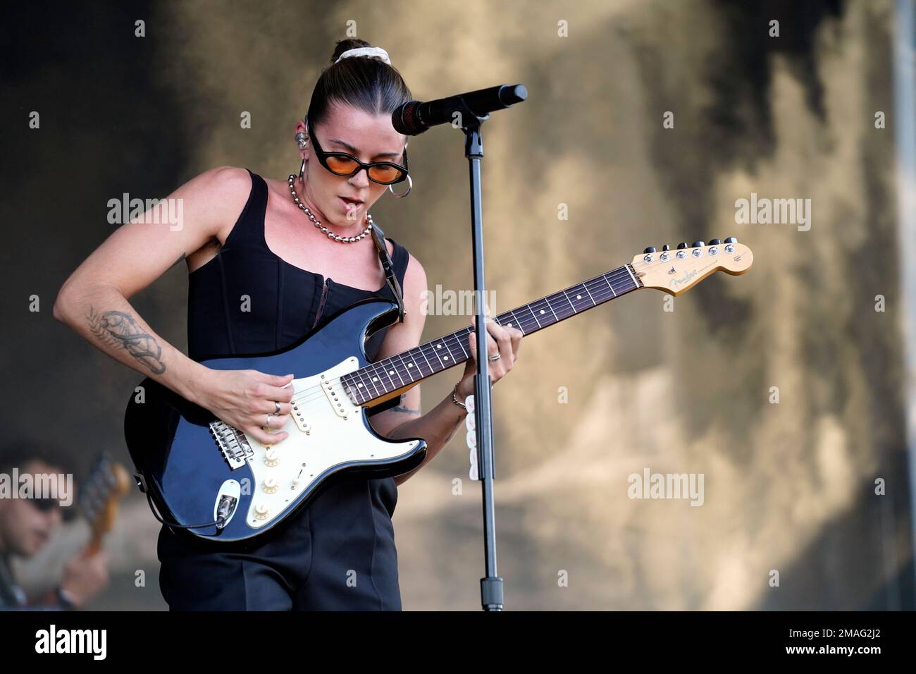 Lynn Gunn of Pvris performs on day three of Riot Fest on Sunday, Sept ...