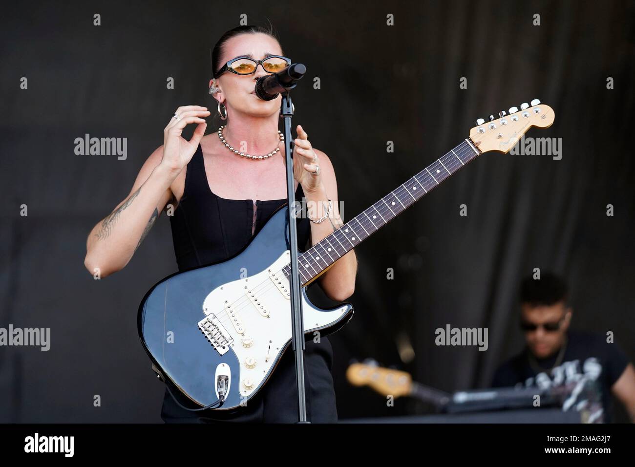 Lynn Gunn of Pvris performs on day three of Riot Fest on Sunday, Sept ...