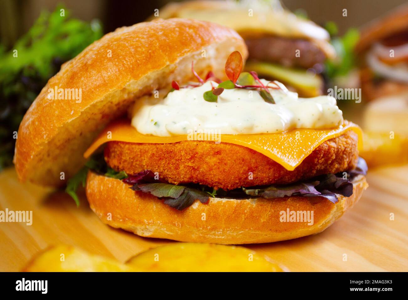 Delicious burger crispy fries hi-res stock photography and images - Alamy