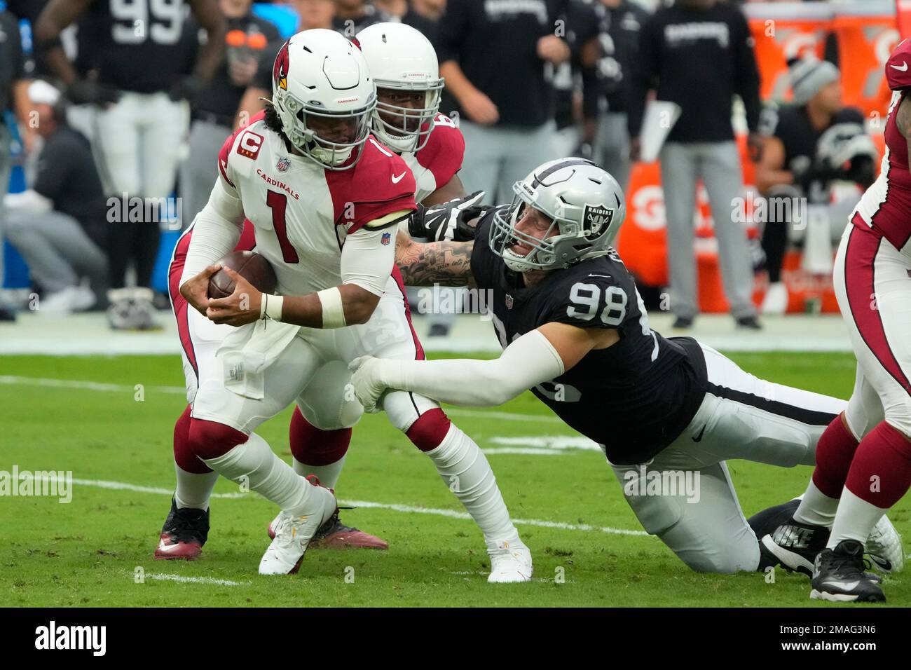 Las Vegas Raiders defensive end Maxx Crosby (98) sacks Arizona ...