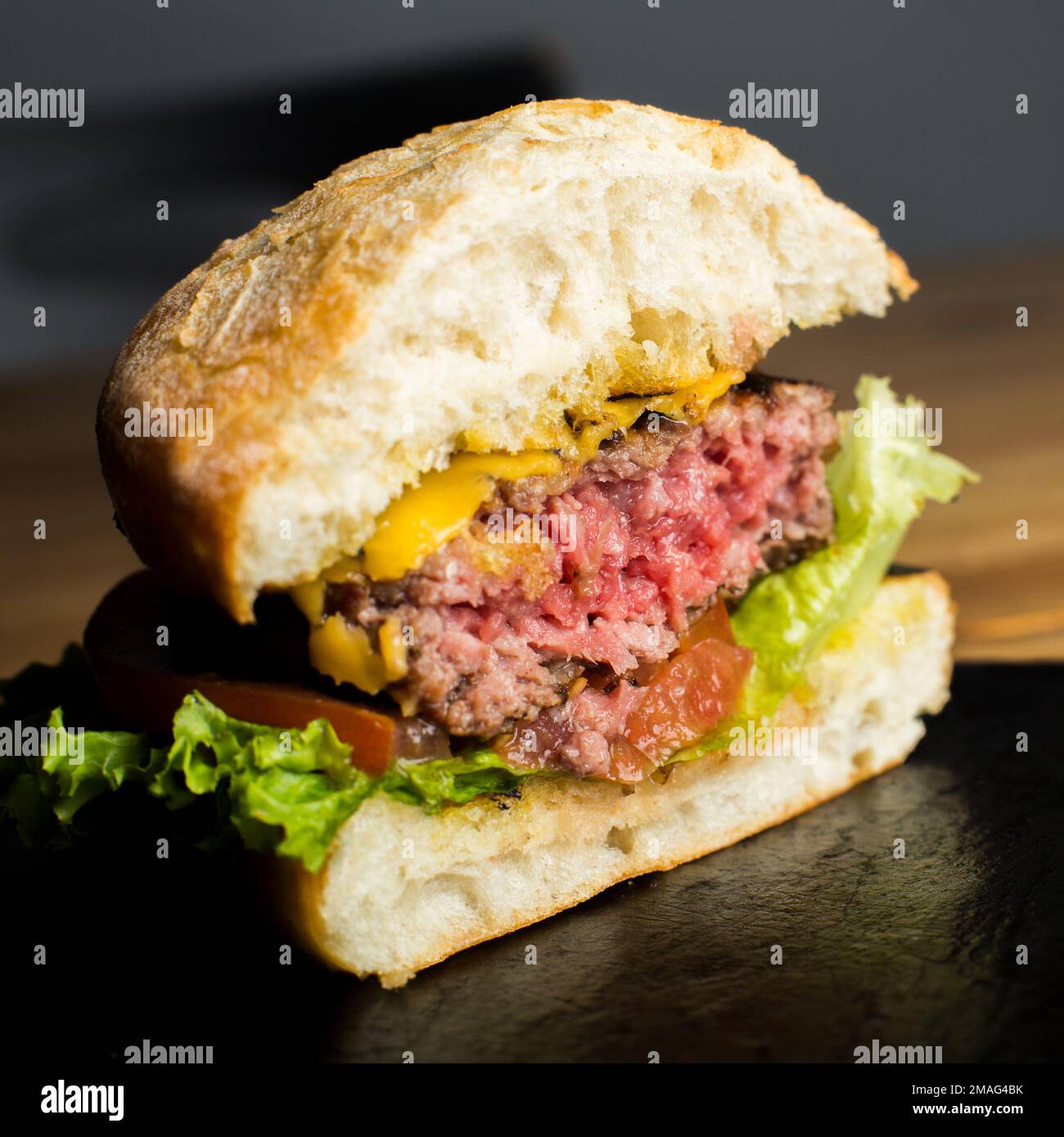 Authentic top quality American cheese Burger Stock Photo - Alamy