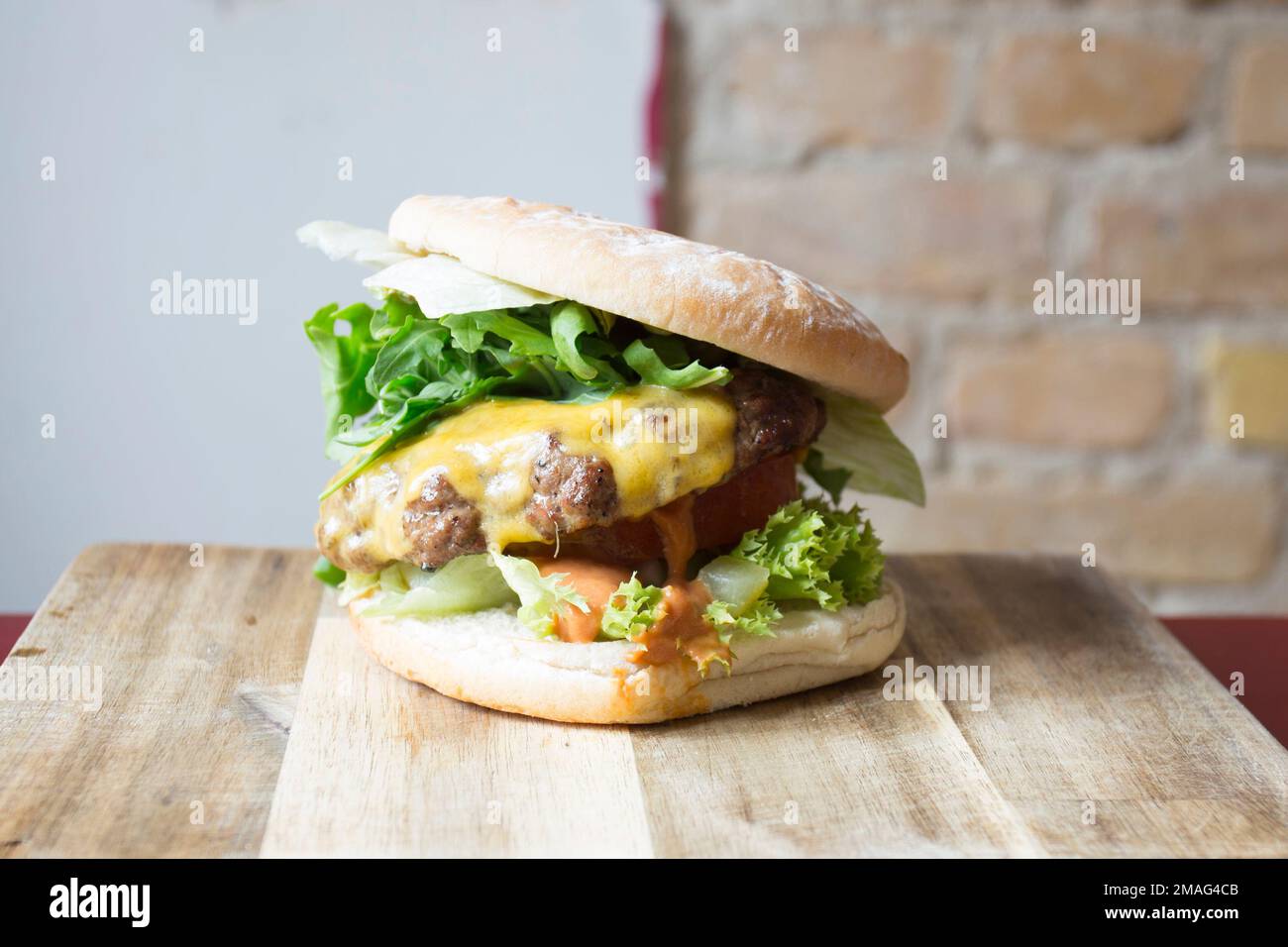 Authentic top quality American cheese Burger Stock Photo - Alamy