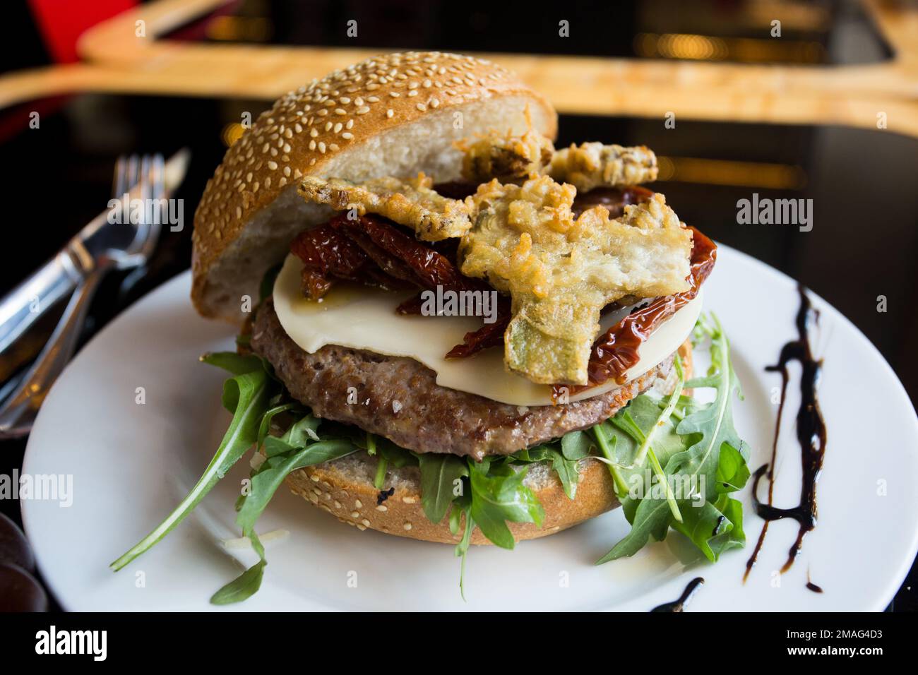 Authentic top quality American cheese Burger Stock Photo - Alamy