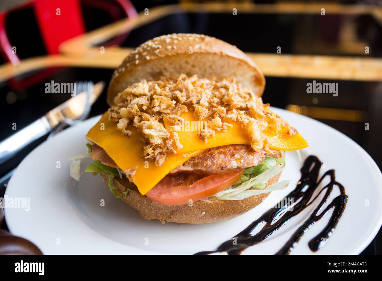 Authentic top quality American cheese Burger Stock Photo - Alamy