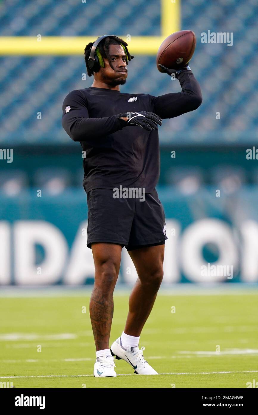 Philadelphia Eagles safety C.J. Gardner-Johnson warms up before an NFL ...