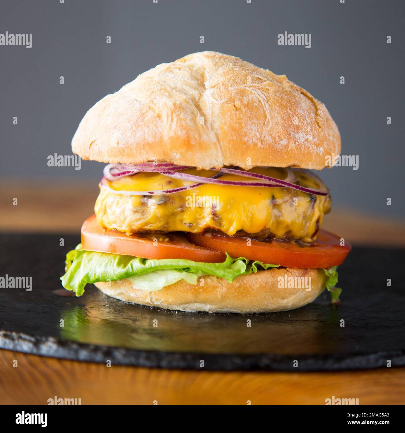 Authentic top quality American cheese Burger Stock Photo - Alamy