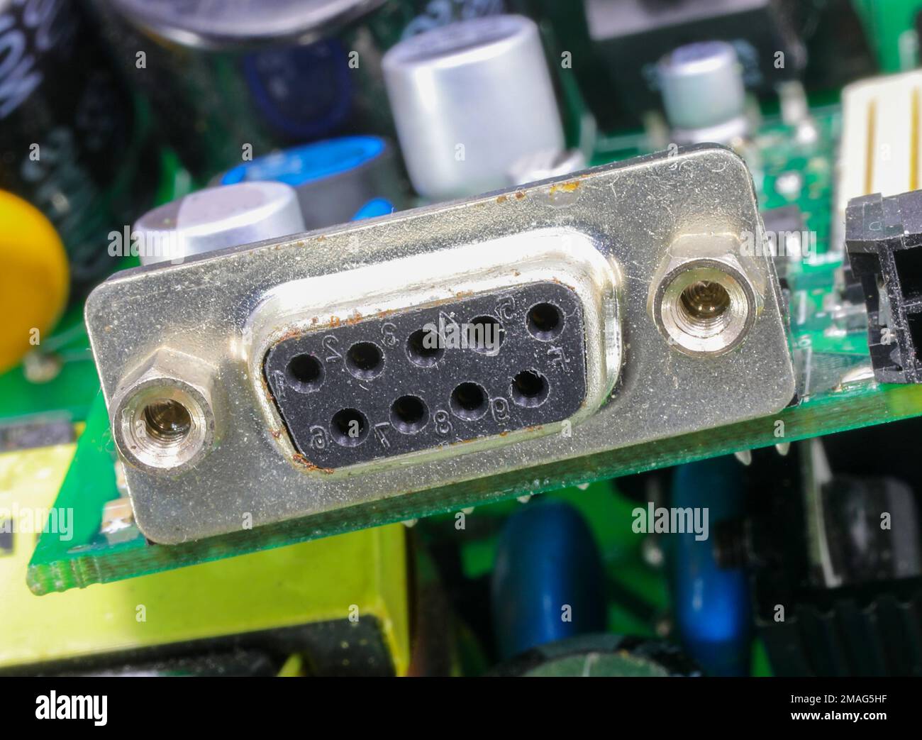 Female serial Port called RS232 to transfer data in the device Stock ...