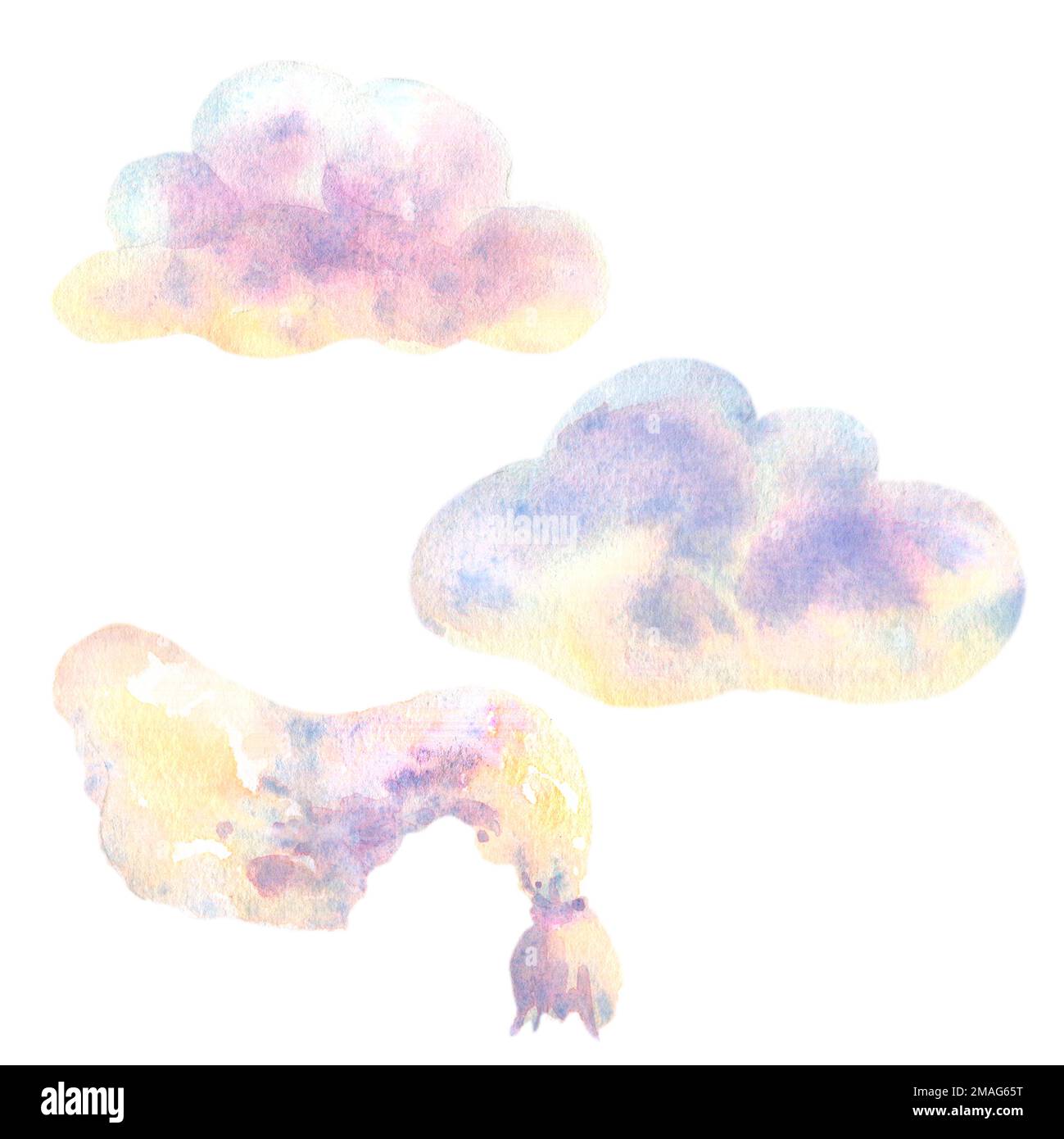 Watercolor clouds, set of elements, isolated on white Stock Photo - Alamy
