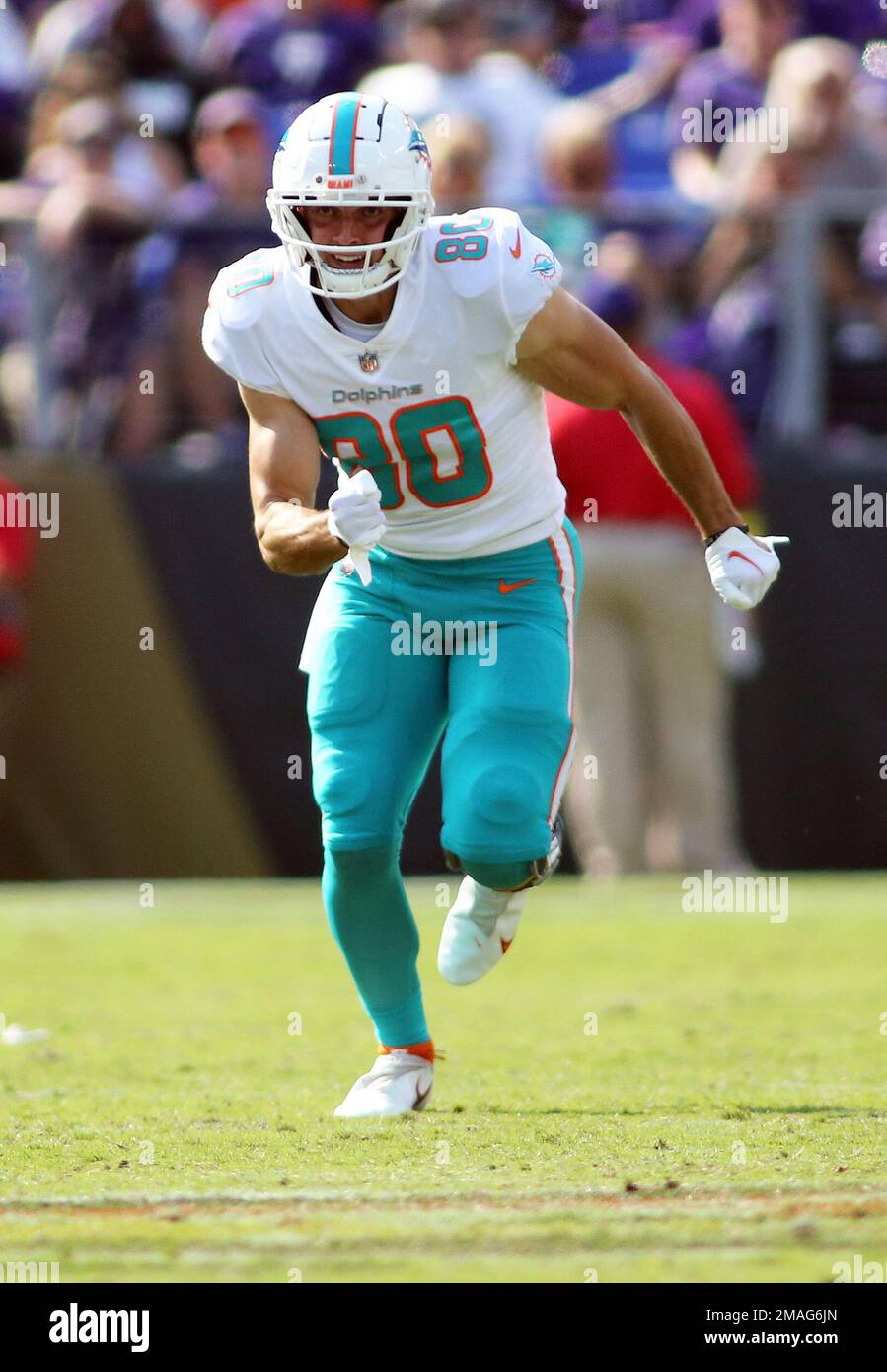 Miami Dolphins tight end Adam Shaheen (80) runs during an NFL football ...