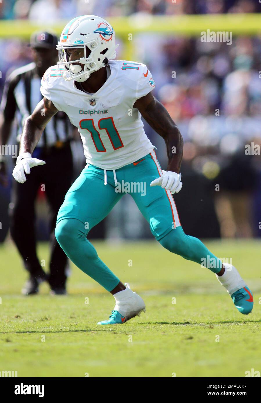Miami Dolphins wide receiver Cedrick Wilson Jr. (11) runs during an NFL ...