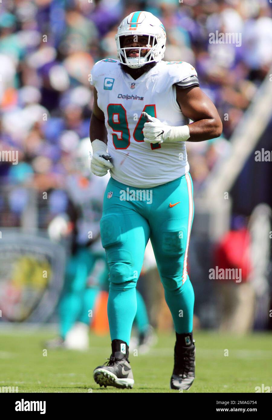 Miami Dolphins defensive tackle Christian Wilkins (94) runs during an ...