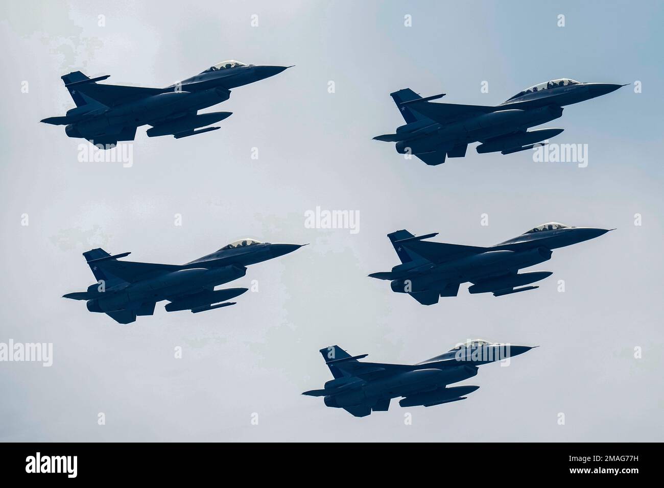 Chilean Air Force F-16 fighter aircraft do a flyby during a military ...