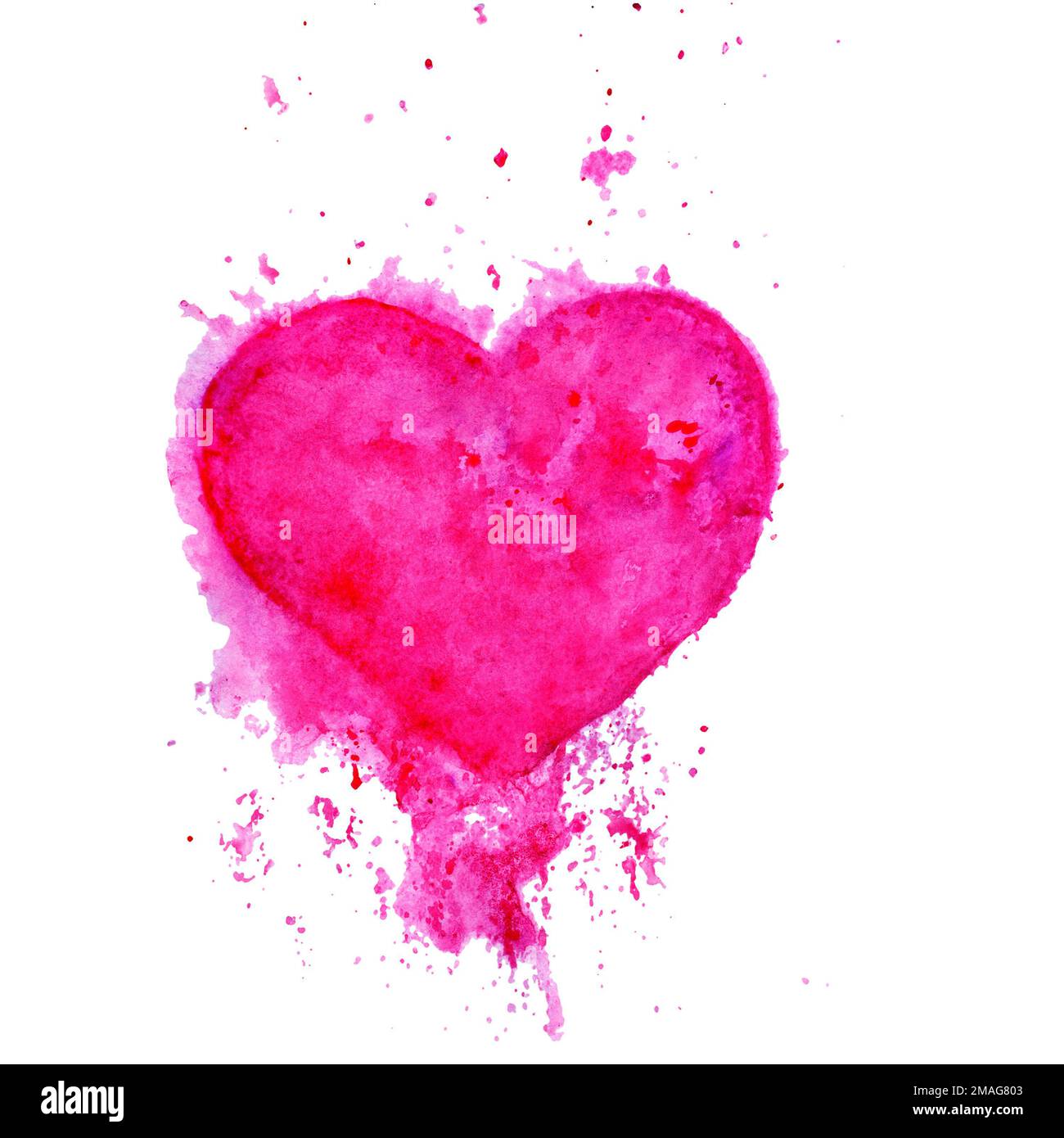 Red Splash Watercolor Heart Illustration on White Background Stock ...