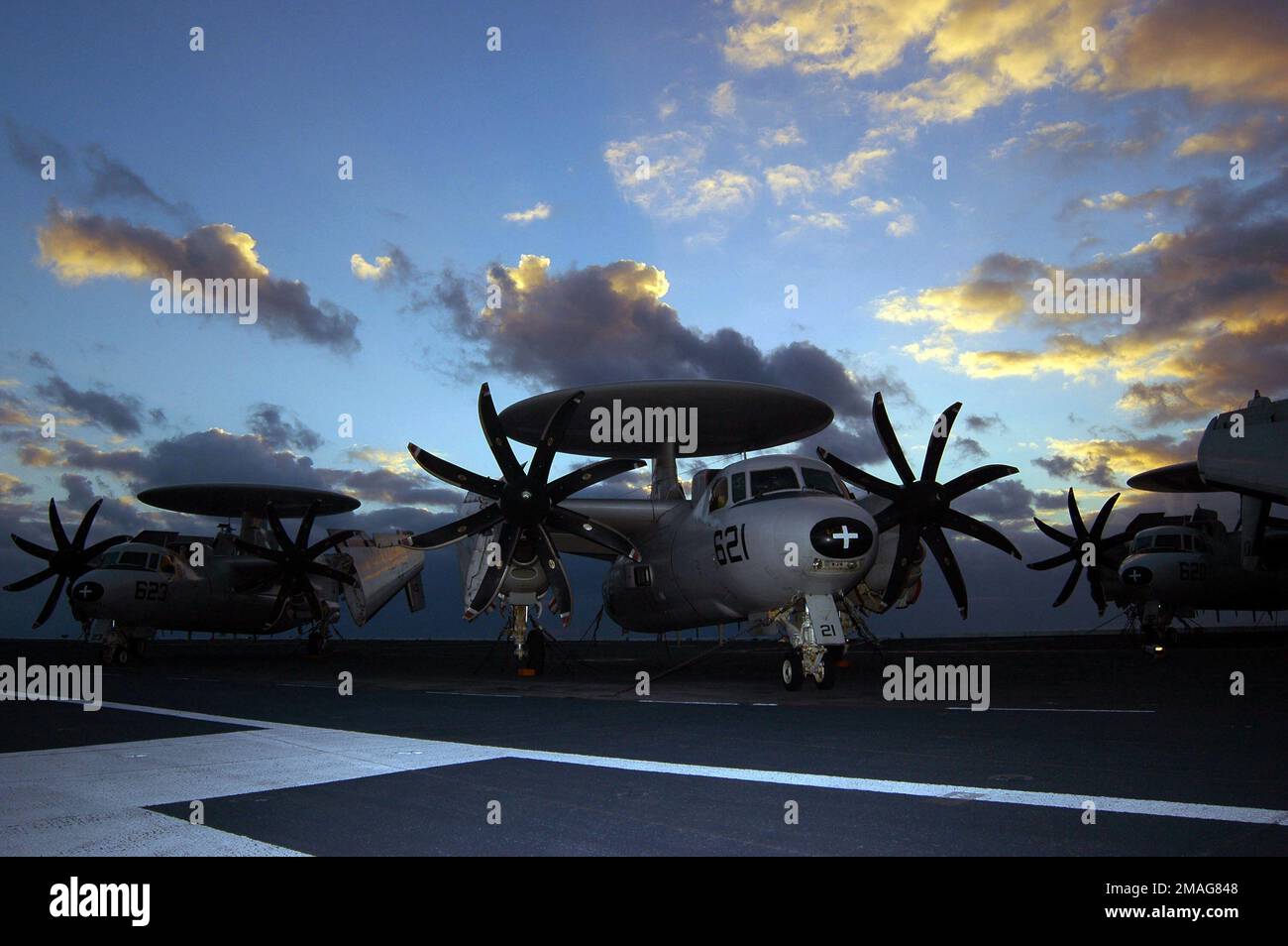 E-2C Hawkeye on aircraft carrier USS Dwight D. Eisenhower Stock Photo ...