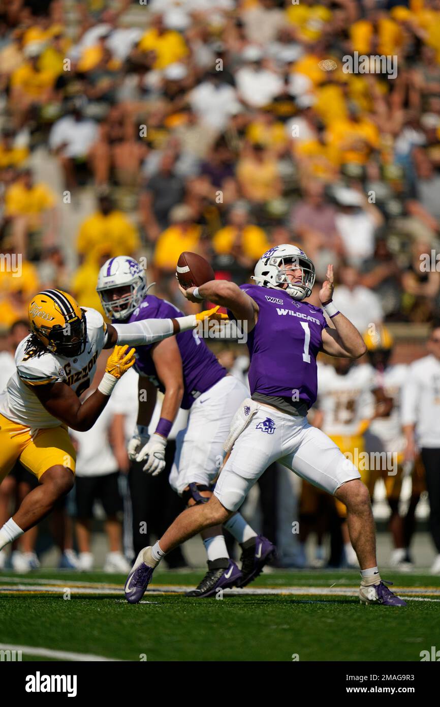 Abilene Christian quarterback Maverick McIvor throws during the first ...