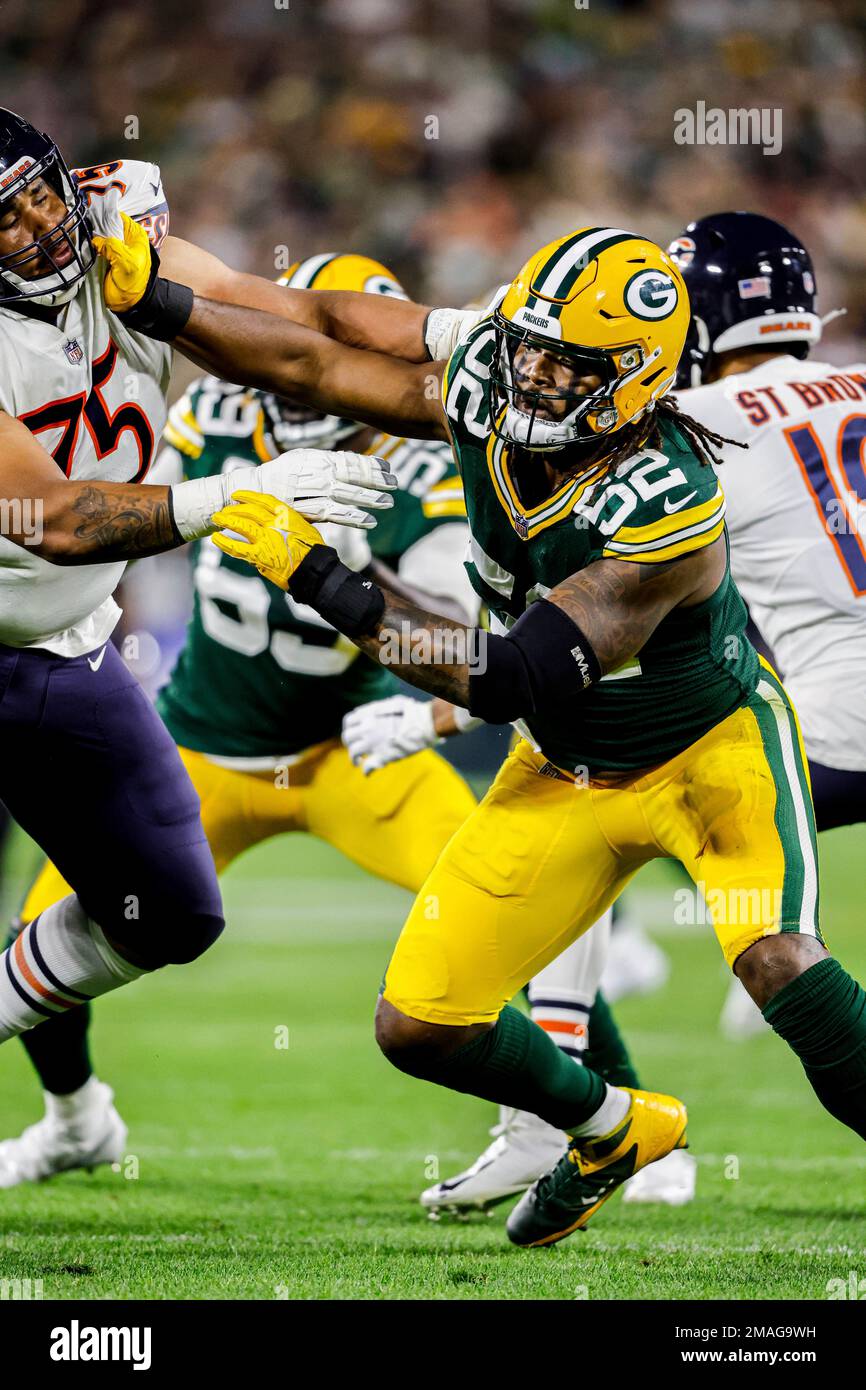Green Bay Packers linebacker Rashan Gary (52) rushes during an NFL ...