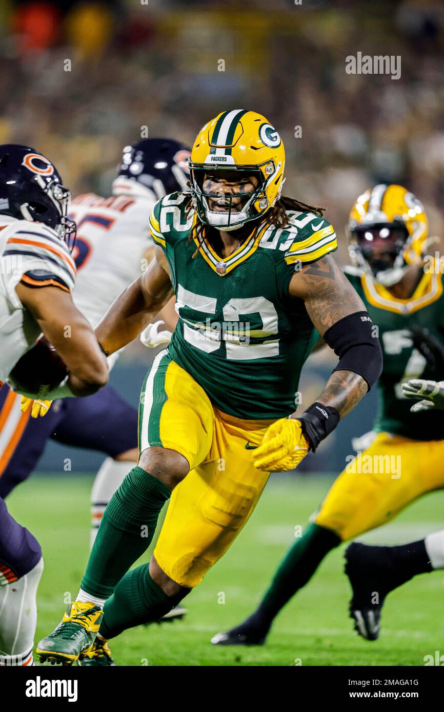 Green Bay Packers linebacker Rashan Gary (52) rushes during an NFL ...