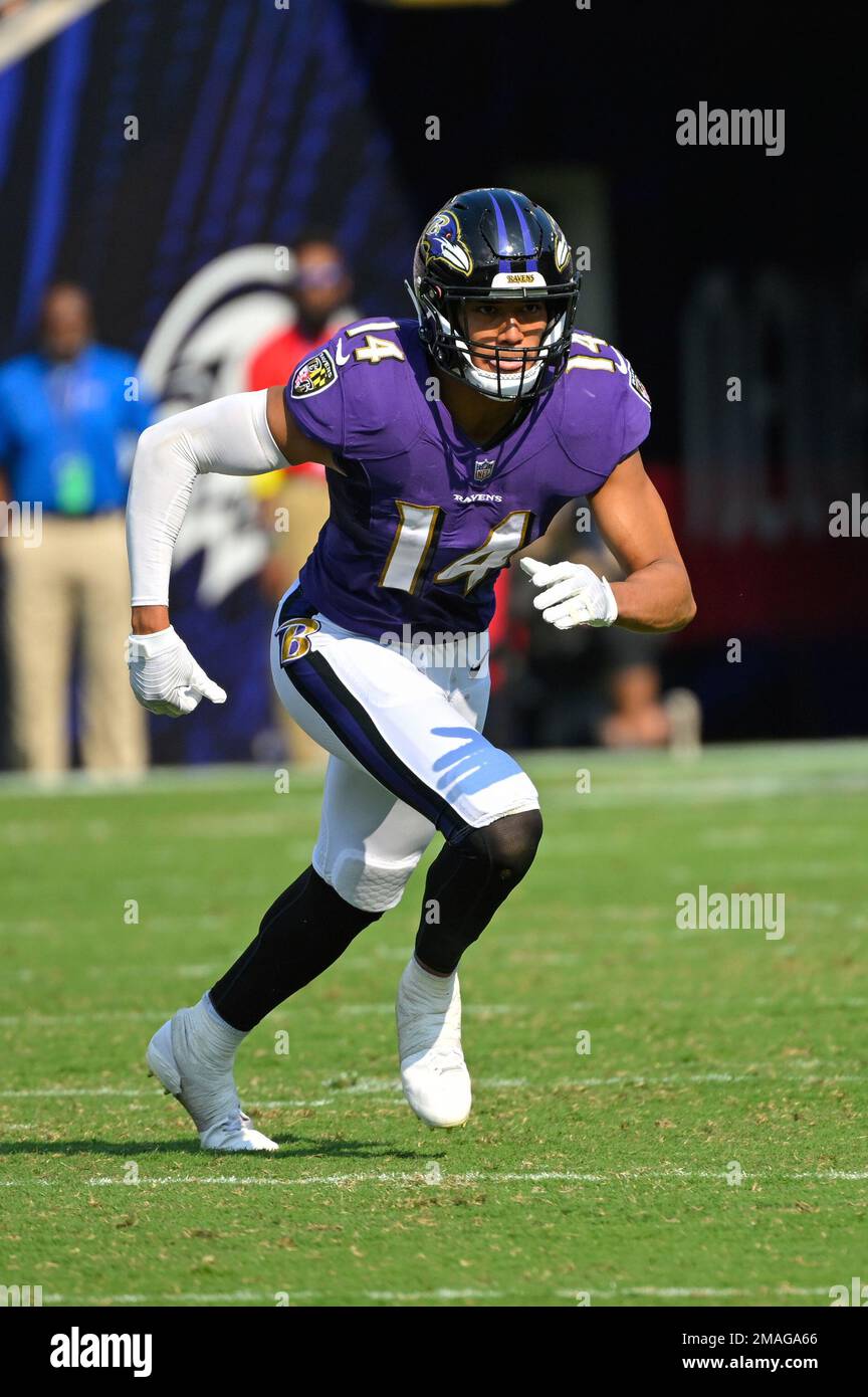 Baltimore Ravens safety Kyle Hamilton (14) in action during the second ...