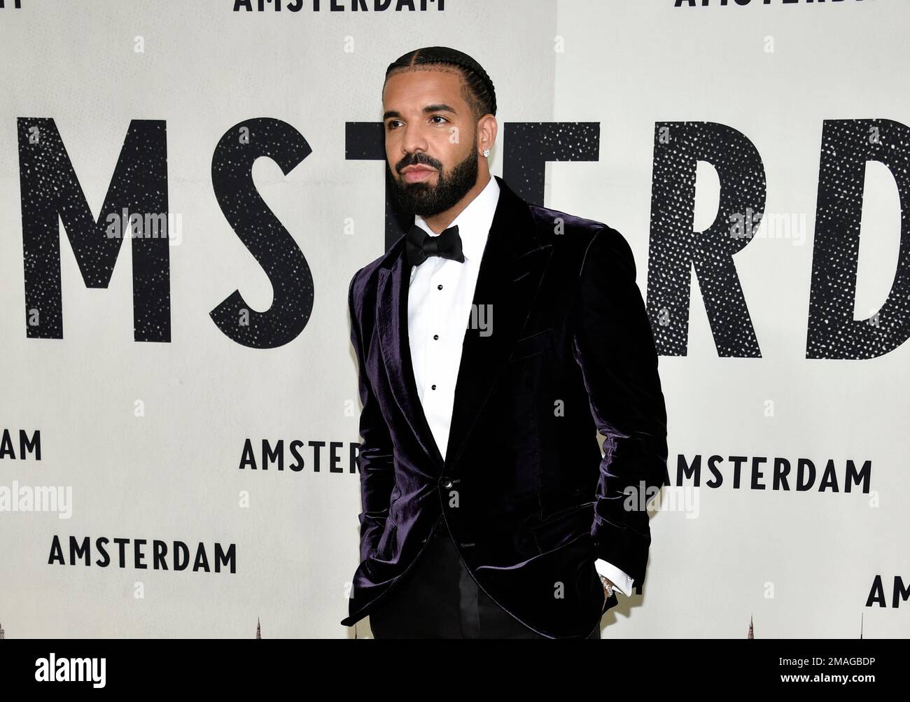 Drake attends the world premiere of "Amsterdam" at Alice Tully Hall on ...