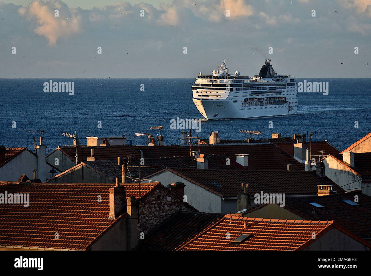 The liner MSC Lirica cruise ship arrives at the French Mediterranean ...