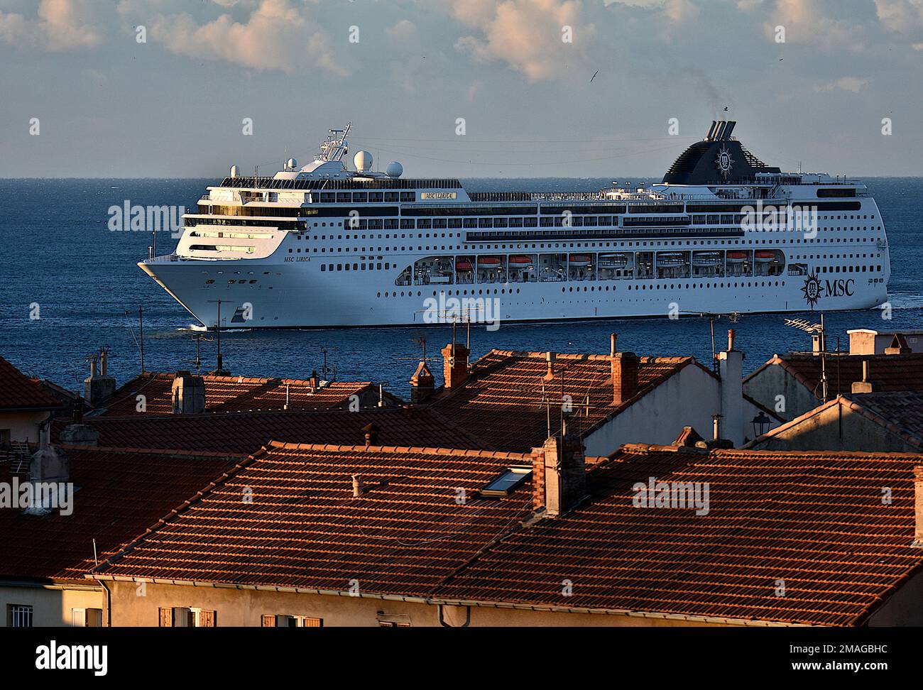 The liner MSC Lirica cruise ship arrives at the French Mediterranean ...
