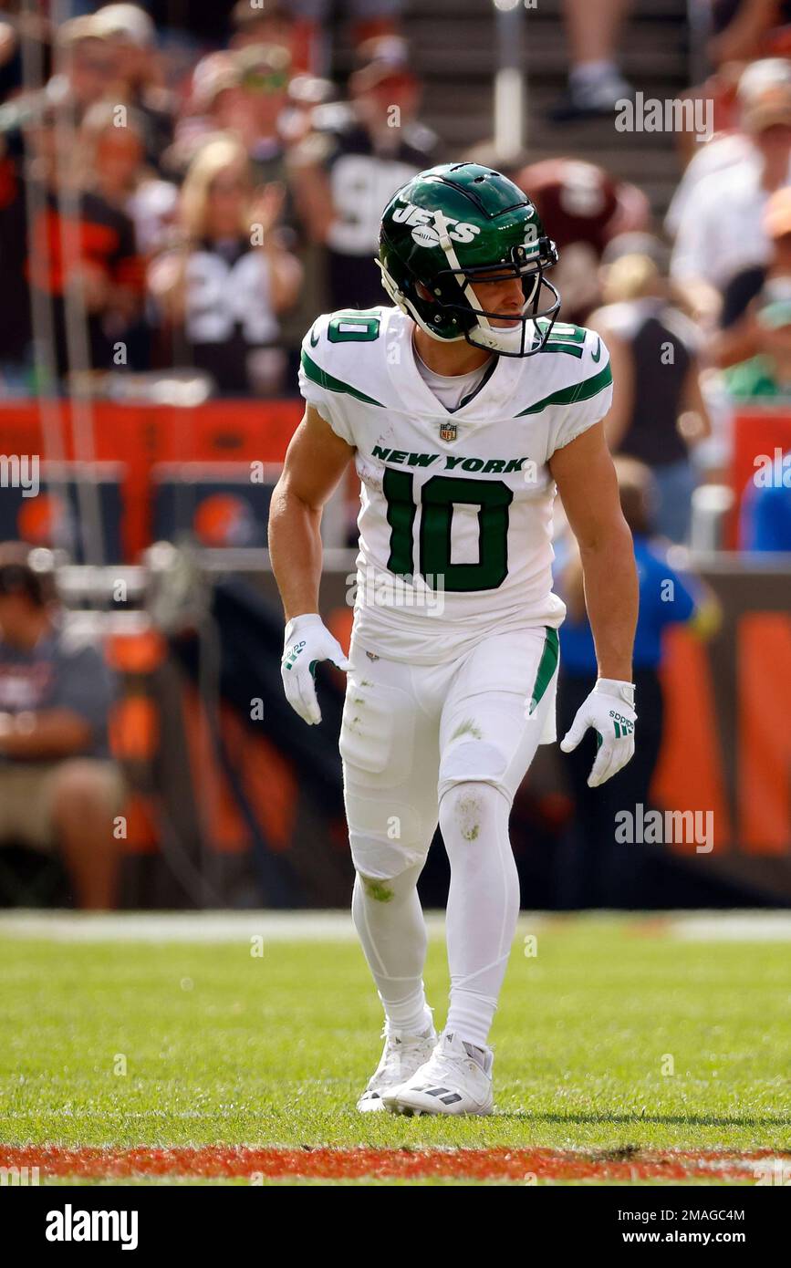 New York Jets wide receiver Braxton Berrios (10) lines up for a play ...