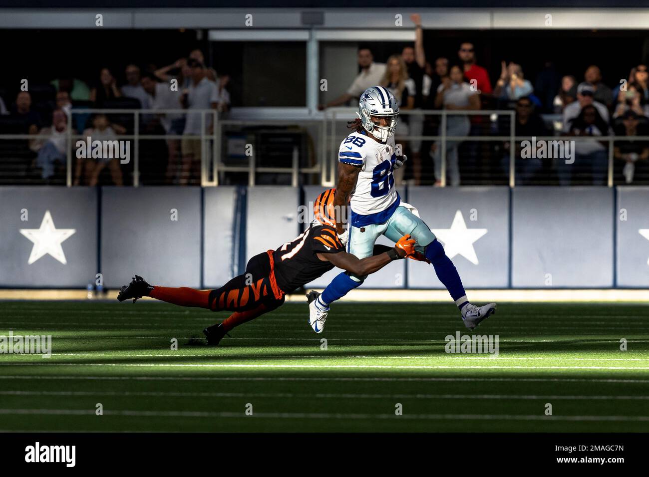 Cincinnati Bengals cornerback Mike Hilton (21) tackles Dallas Cowboys ...