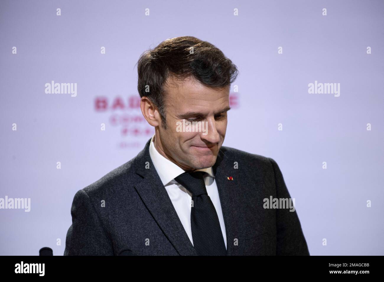 Barcelona, Spain. 19th Jan, 2023. France's President Emmanuel Macron ...