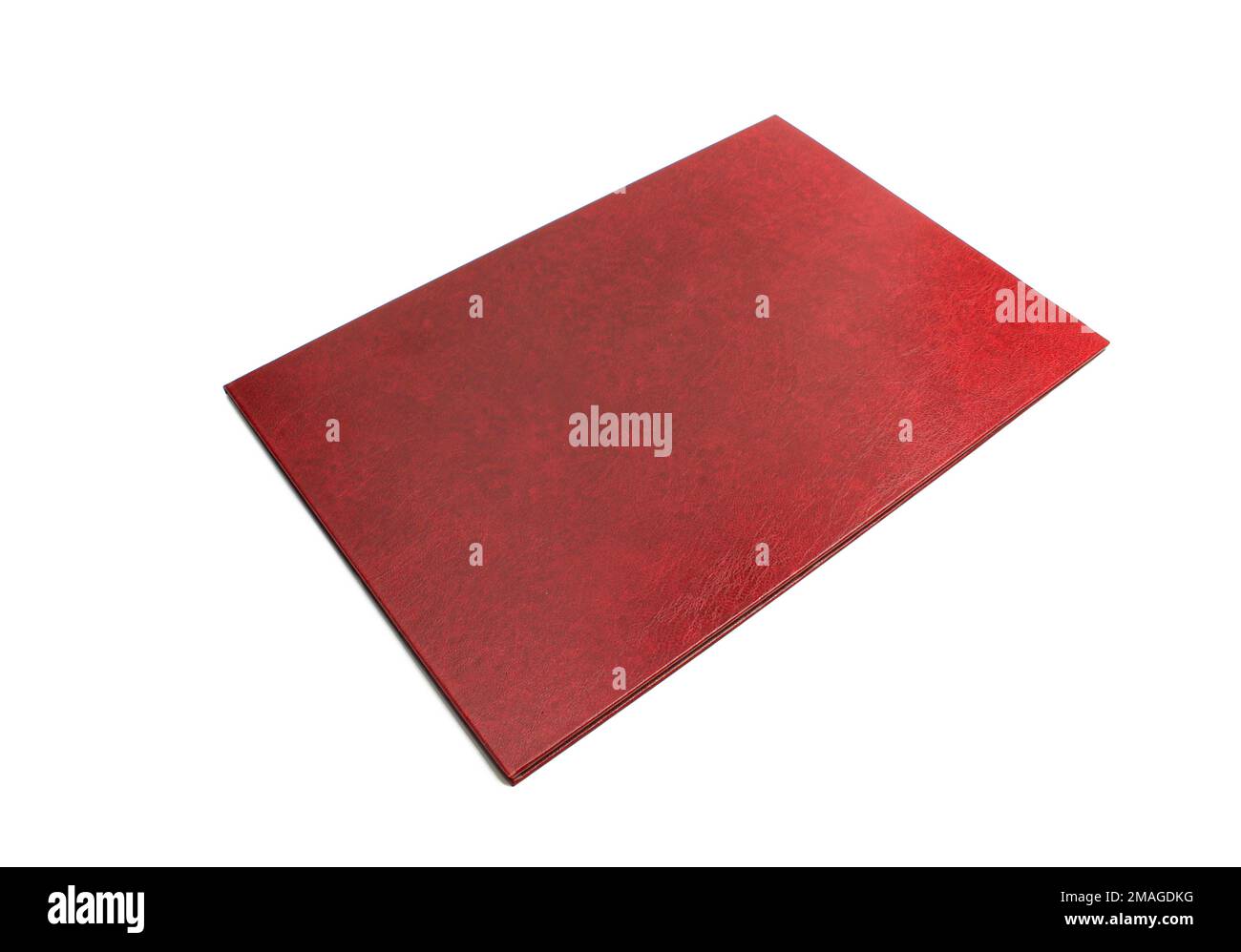 Red hardcover front page of noteboook isolated on white background ...