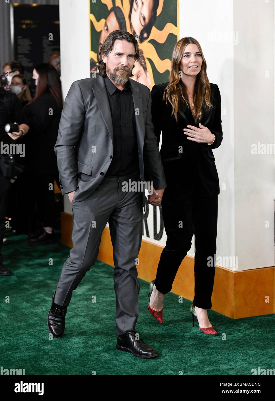 Christian Bale, left, and wife Sibi Blazic attend the world premiere of ...