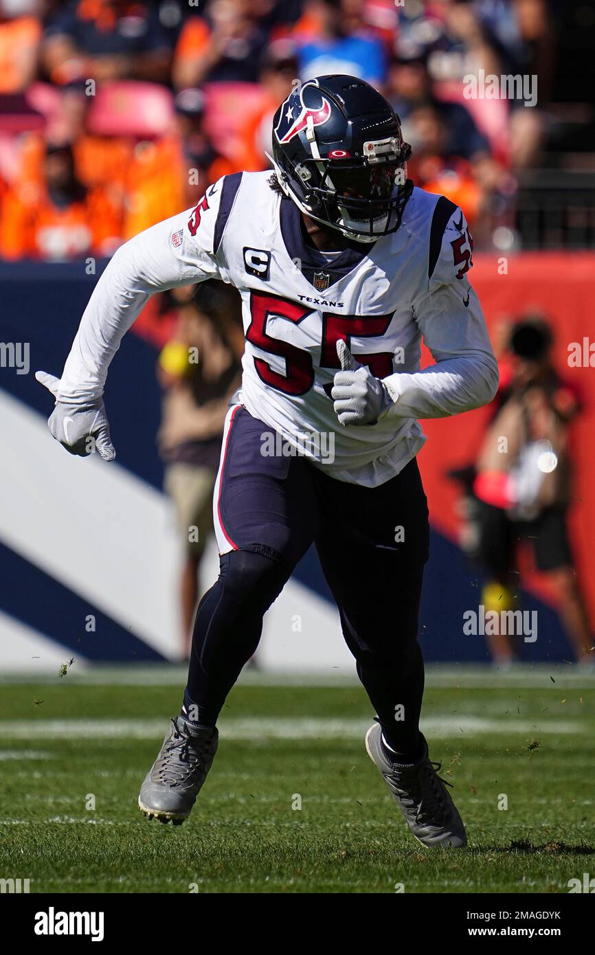 Houston Texans defensive end Jerry Hughes (55) against the Denver ...