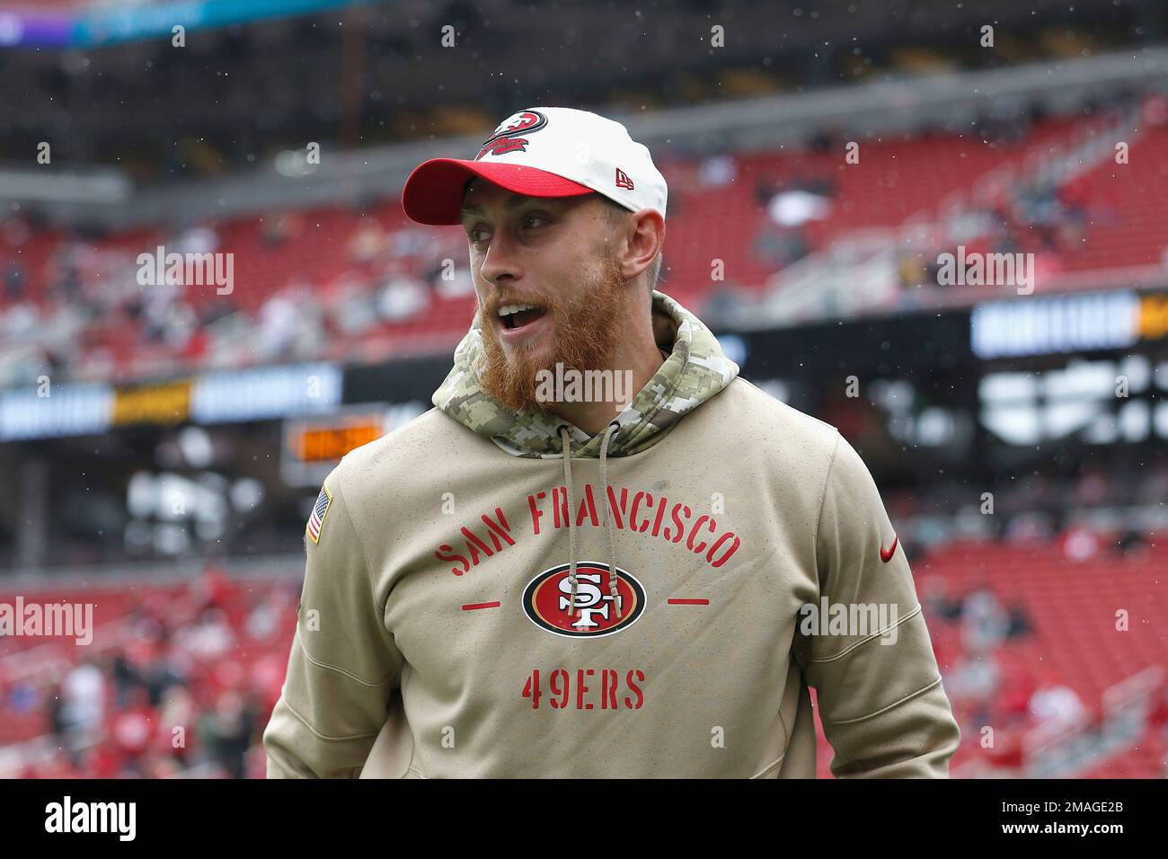 San Francisco 49ers tight end George Kittle (85) looks on during the ...