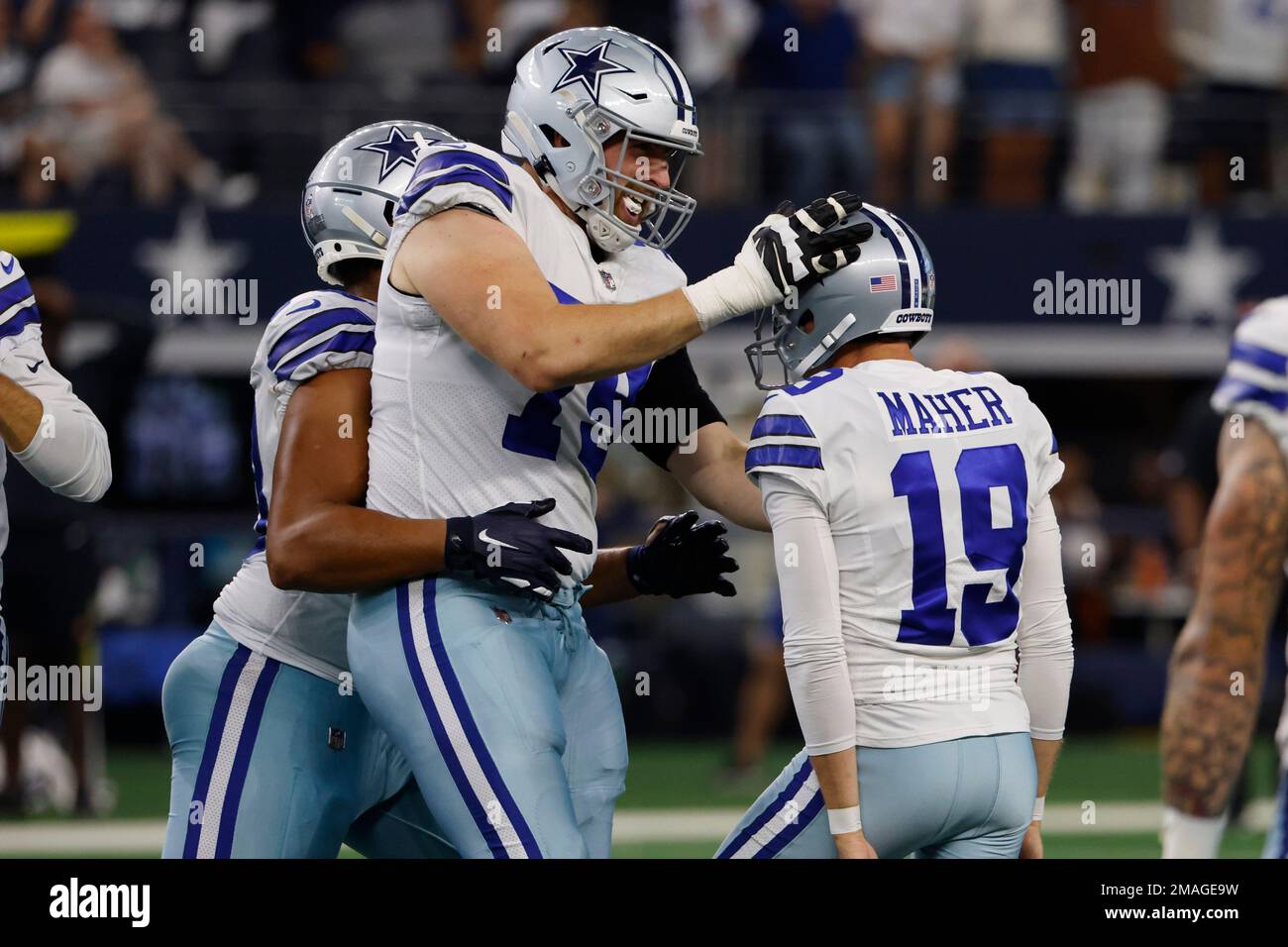 Dallas Cowboys place kicker Brett Maher (19) celebrate his game winning ...
