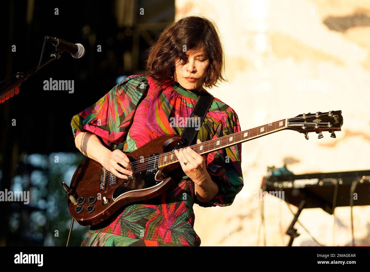 Carrie Brownstein of Sleater Kinney performs on day three of Riot Fest ...