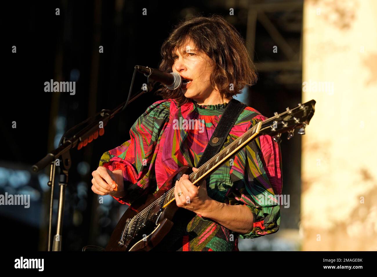 Carrie Brownstein of Sleater Kinney performs on day three of Riot Fest ...