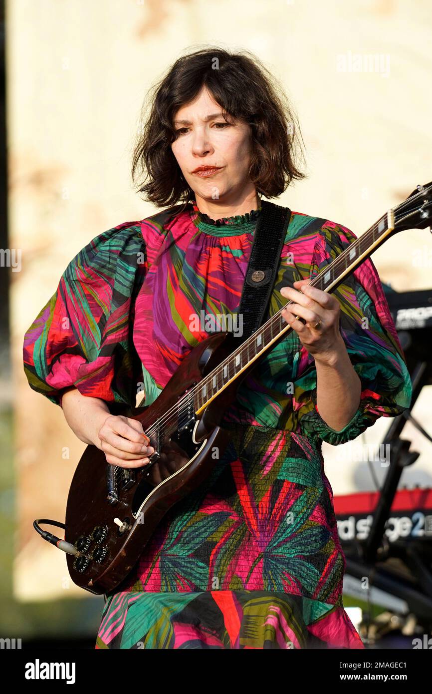 Carrie Brownstein of Sleater Kinney performs at Riot Fest on Sunday ...