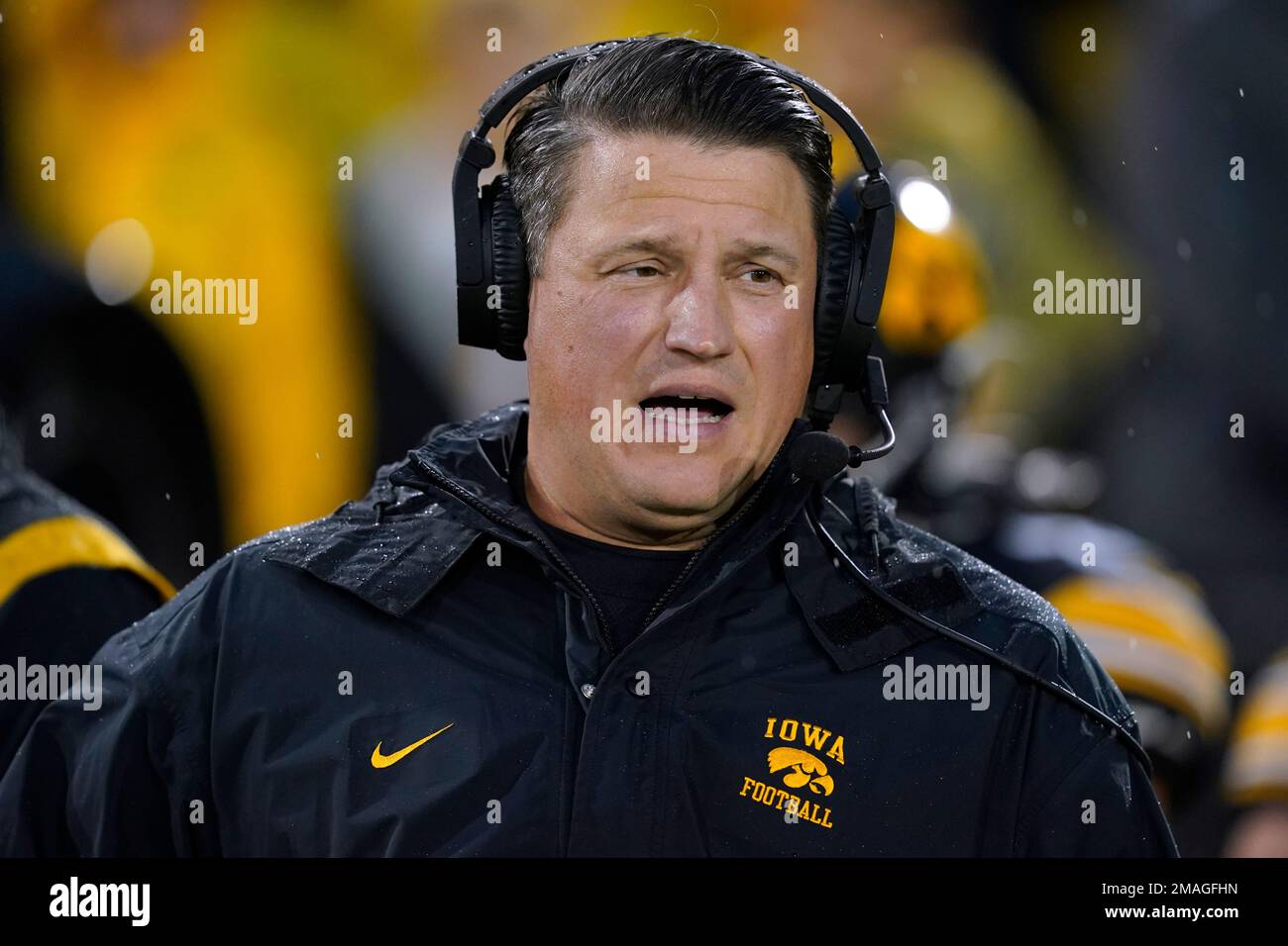 Iowa offensive coordinator Brian Ferentz stands on the sideline before ...