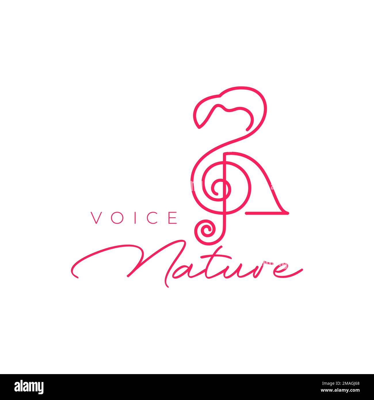 voice of nature bird flamingo sing line modern minimal logo design vector icon illustration ...