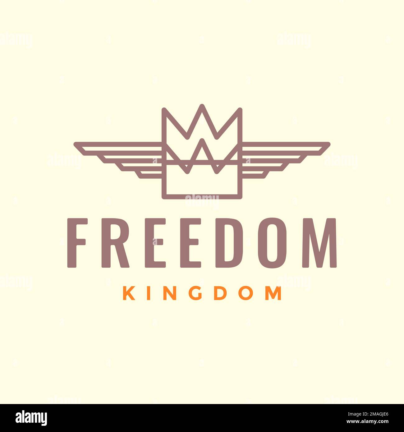 wings crown king geometric line minimal logo design vector icon ...