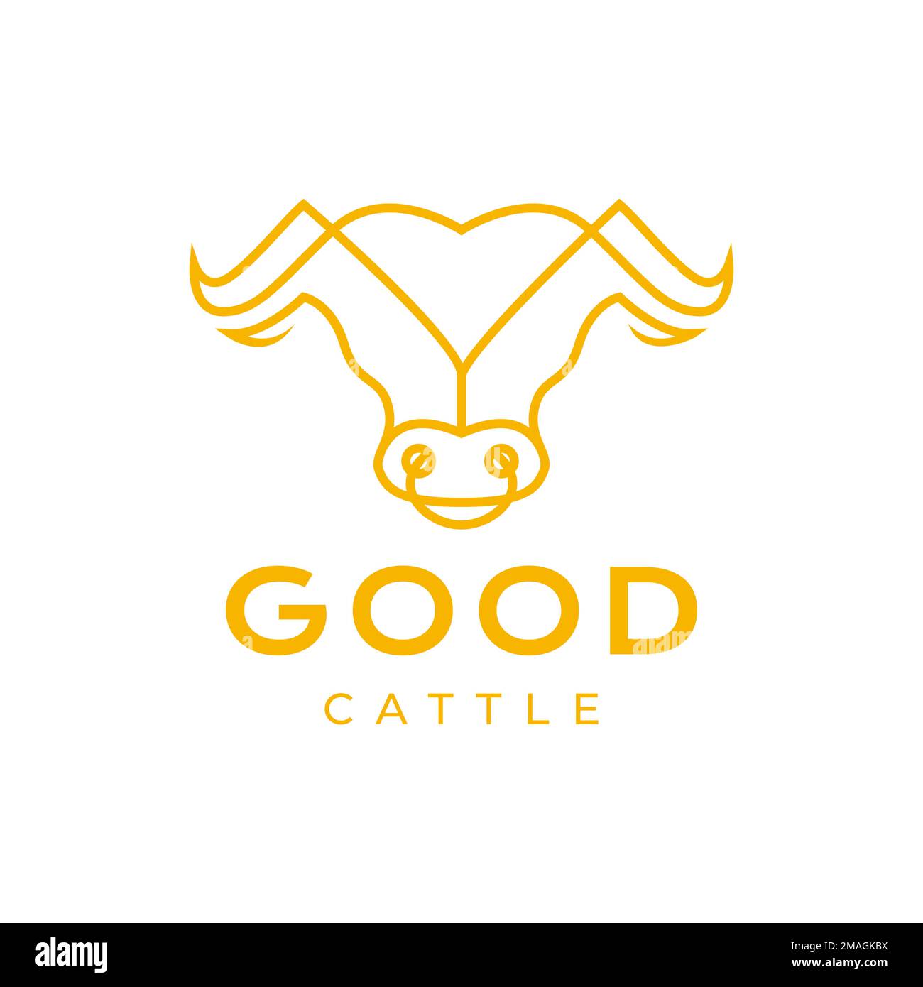 head cow cattle livestock modern minimal line art logo design vector ...