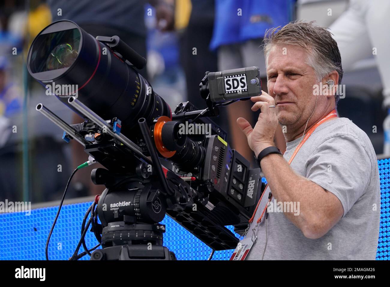 NFL Films cinematographer David Malek before an NFL football game ...