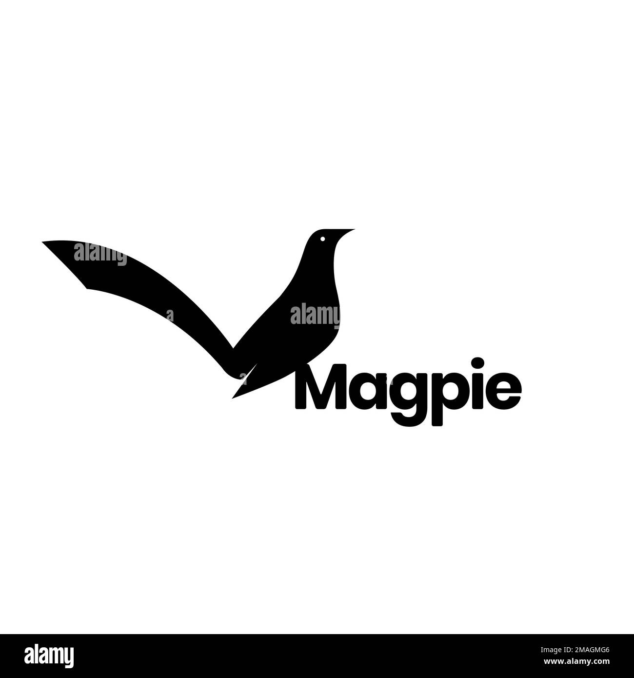 exotic bird perched magpie long tails isolated modern black logo design ...