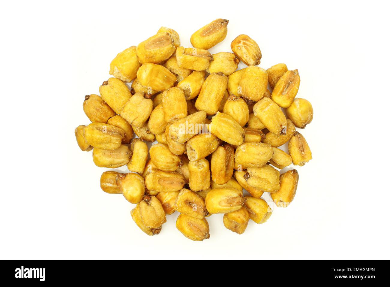 Handful of salty roasted corn seeds isolated on white background Stock ...