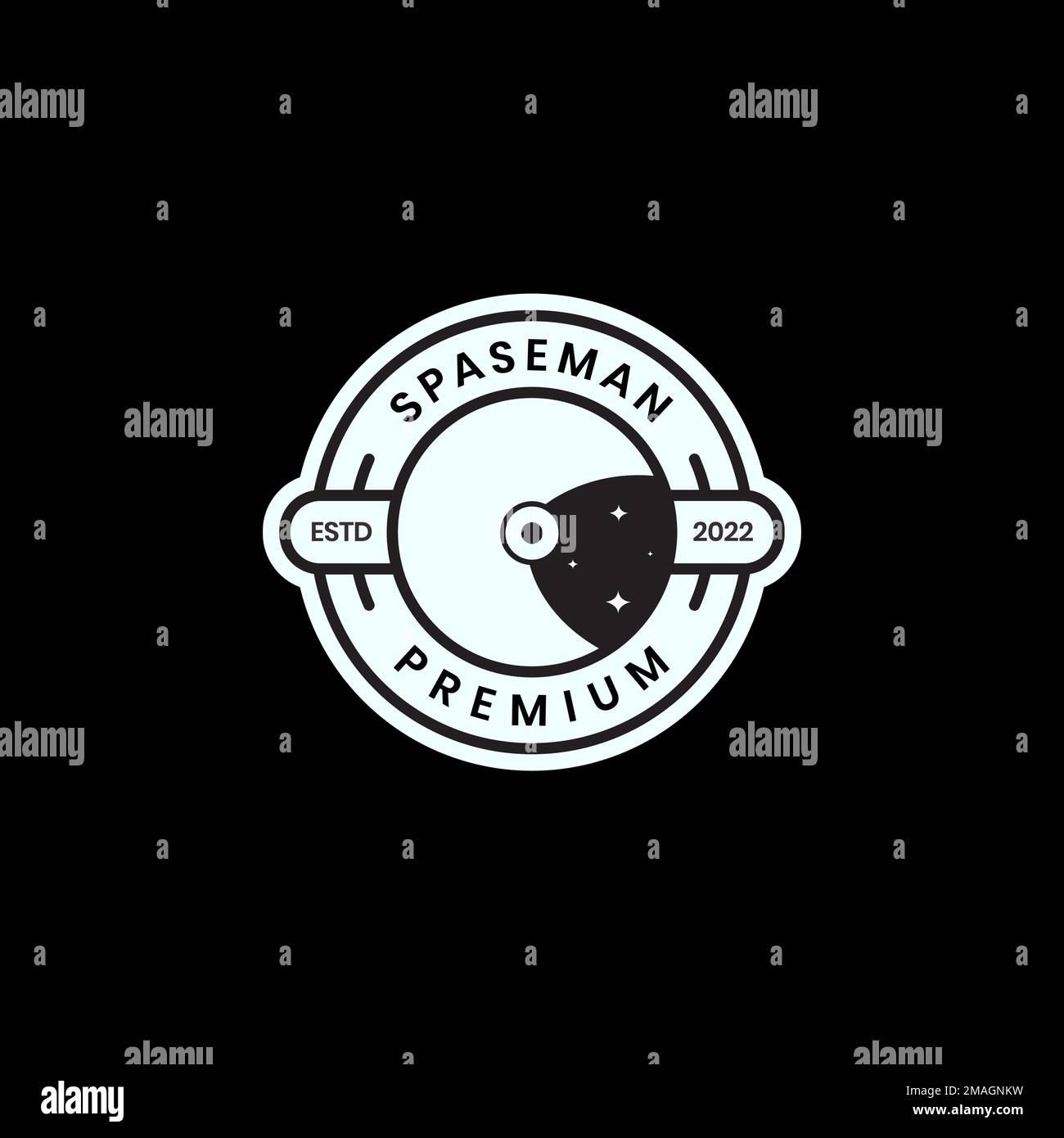 helmet astronaut spaceman sky stars modern badge logo design vector ...