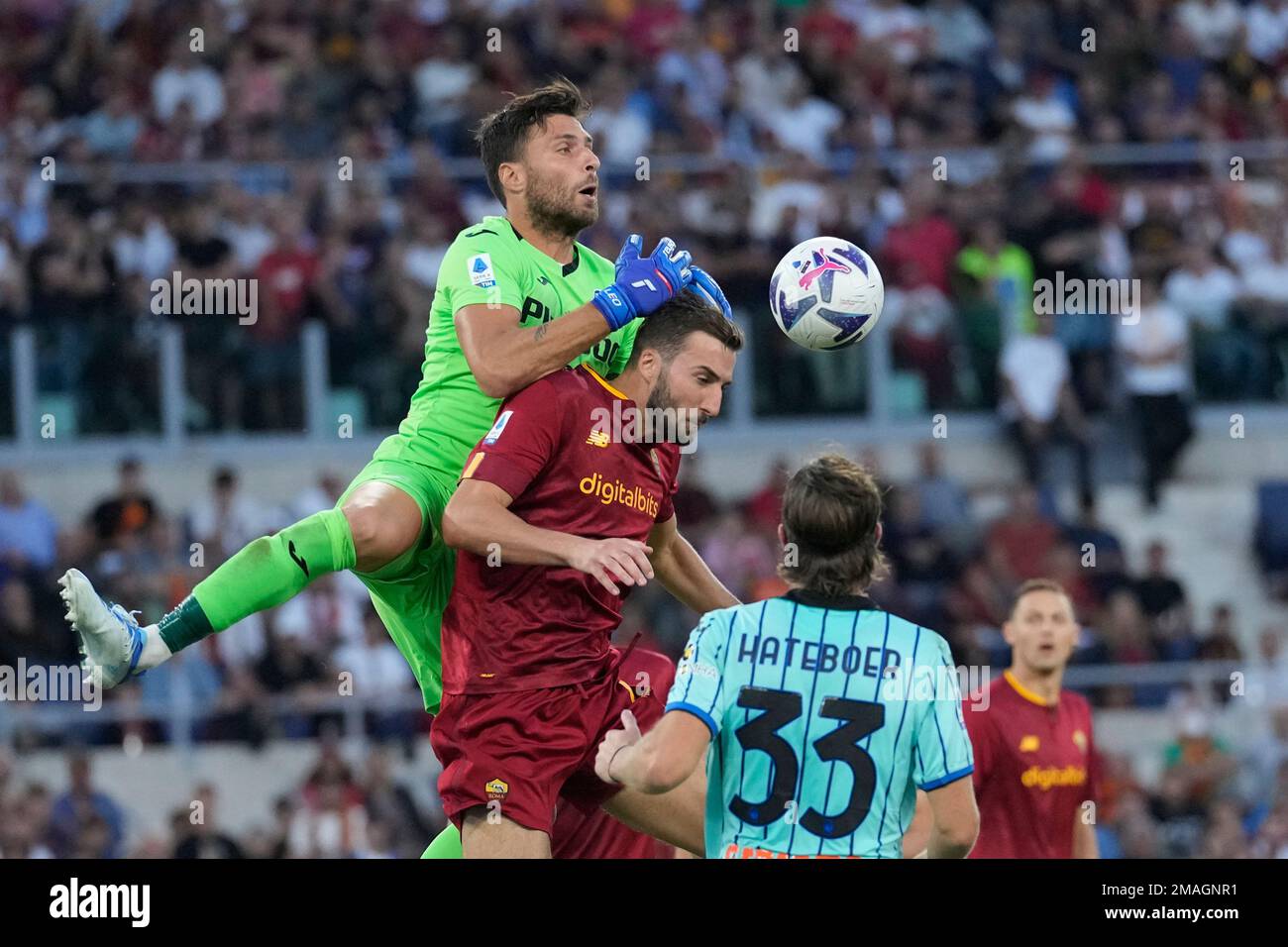 Atalanta's goalkeeper Marco Sportiello saves during a Serie A soccer ...
