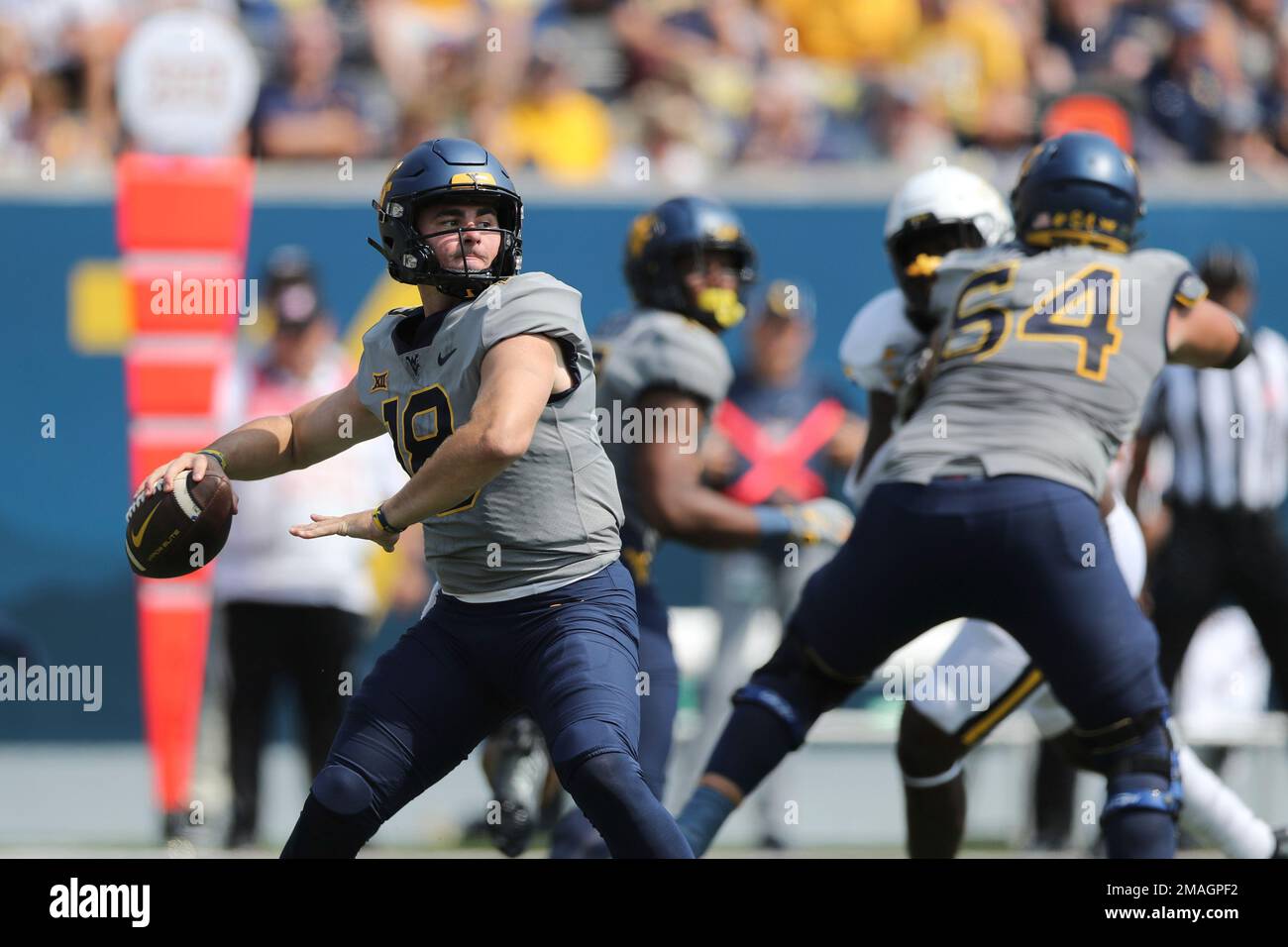 West Virginia QB JT Daniels #18 in action against Towson an NCAA ...