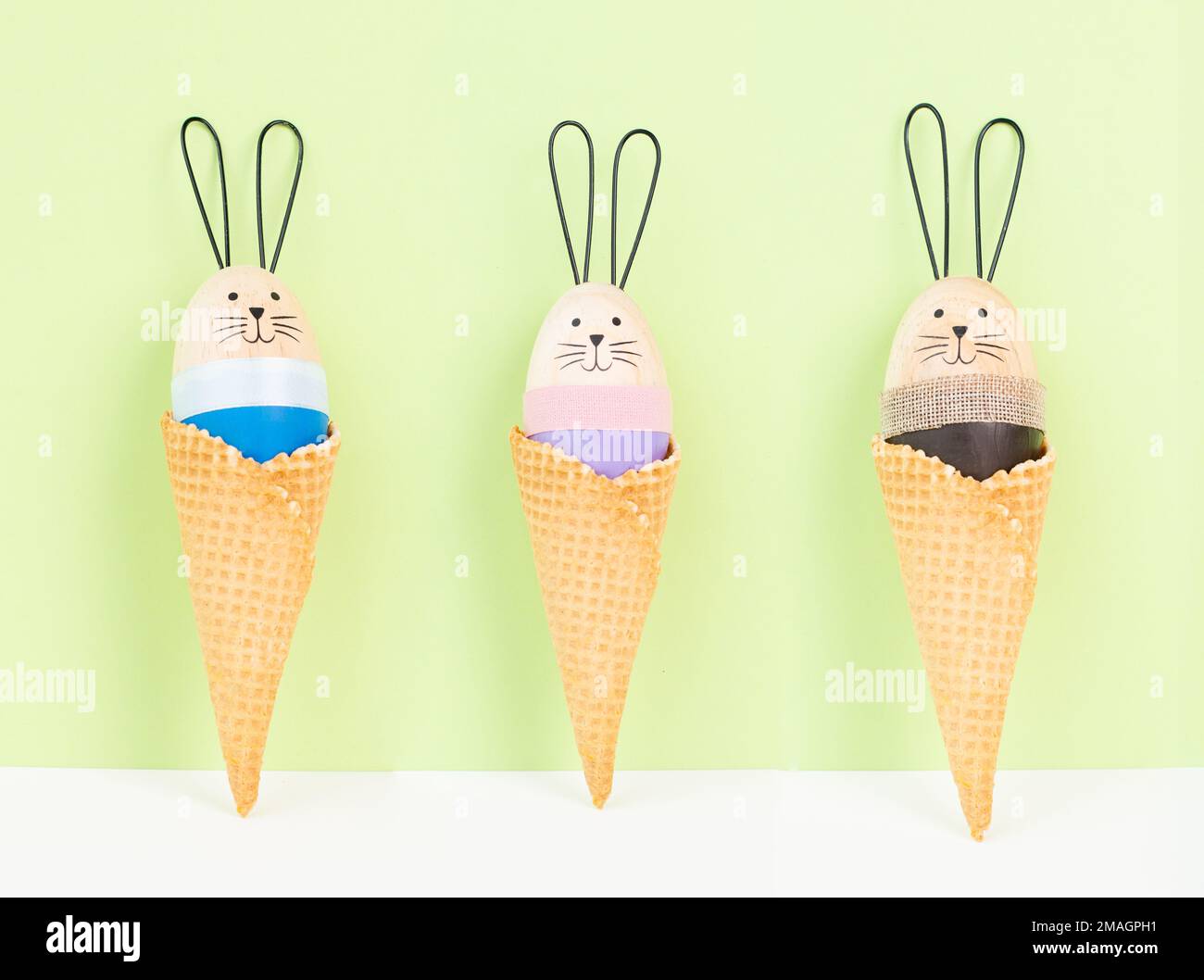 Cute easter bunny or rabbit in an ice cream cone, spring holiday ...