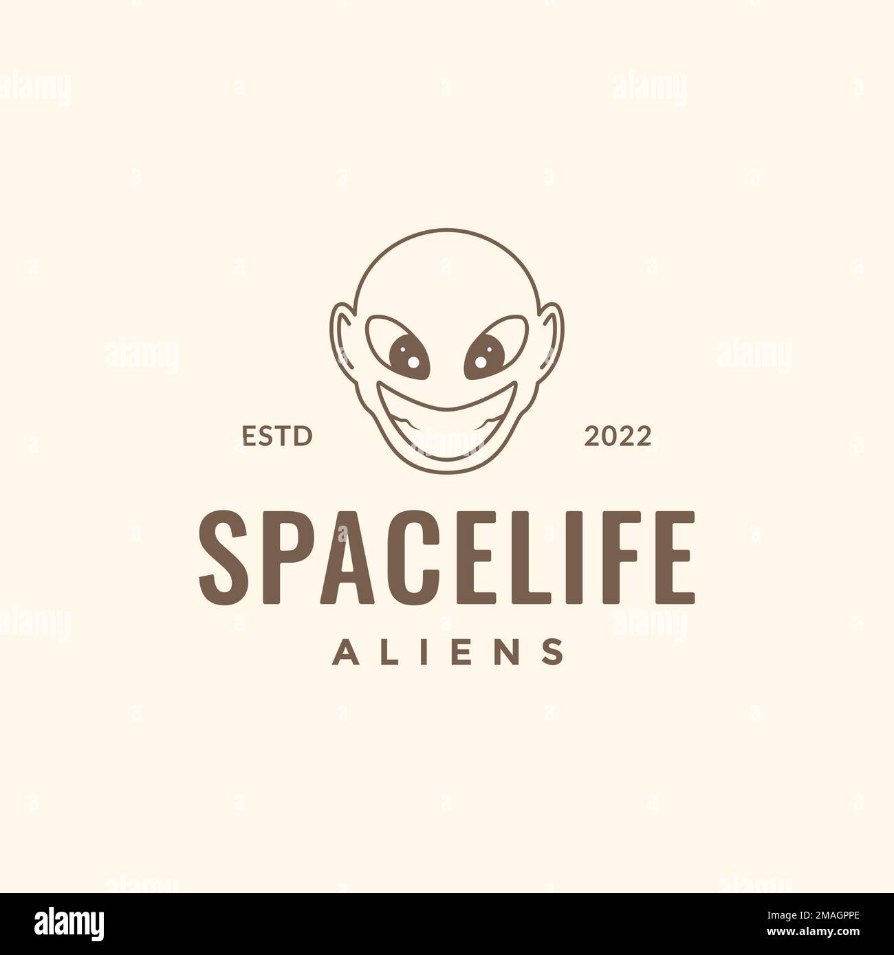 head creature space sky alien smile cute cartoon mascot hipster logo ...
