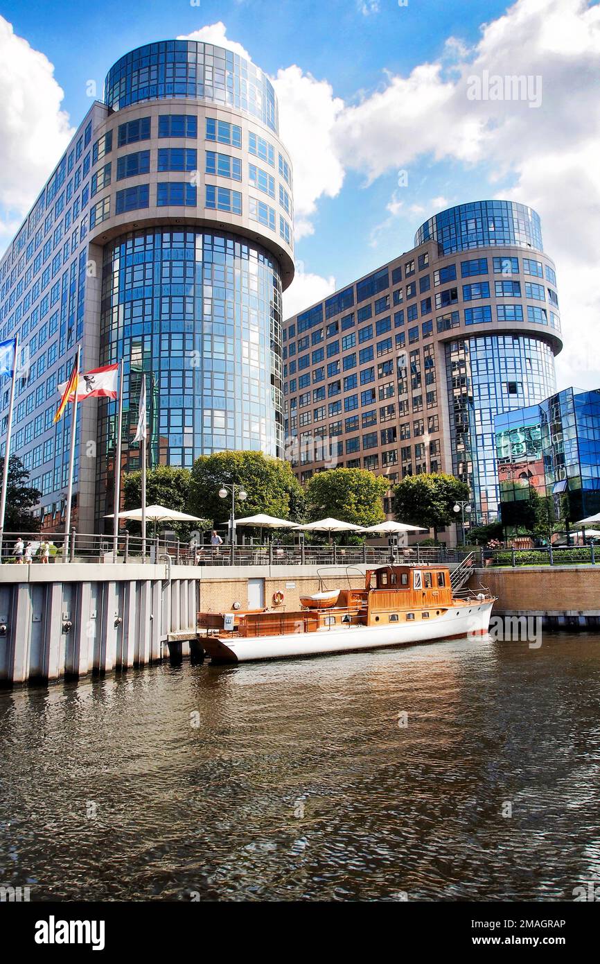 Riverside buildings, City View, Spree river, Berlin, Germany, Europe ...